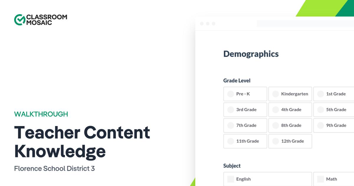 Teacher Content Knowledge | Teacher Observation Form