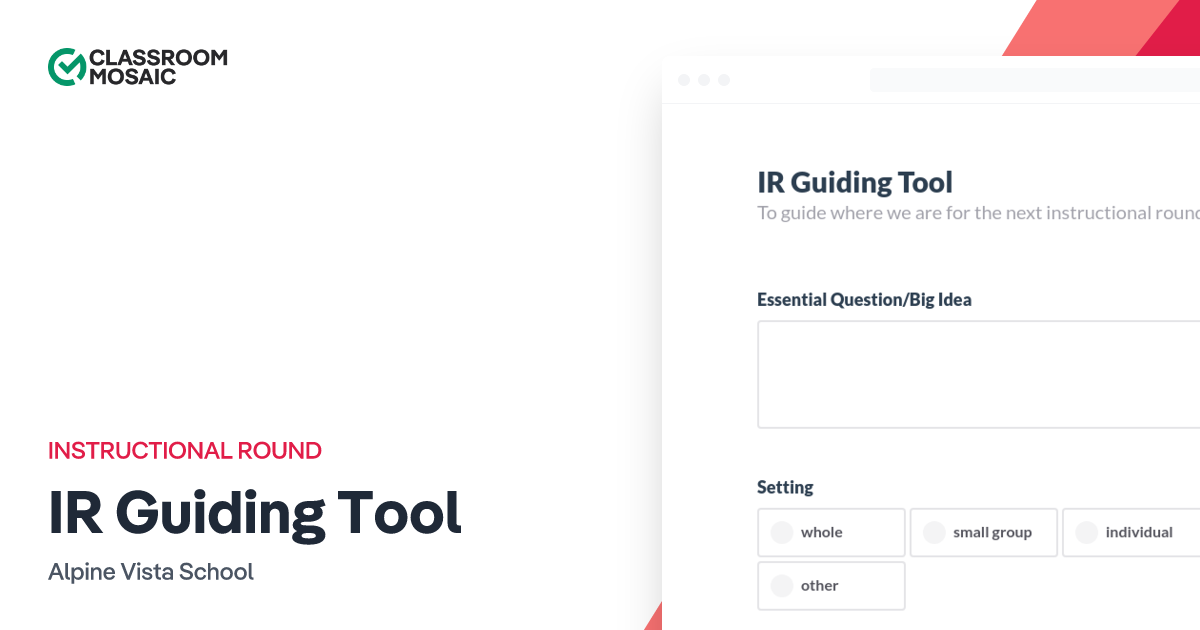 IR Guiding Tool | Teacher Observation Form