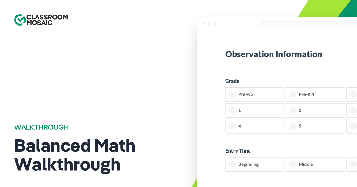 Balanced Math Walkthrough | Teacher Observation Form