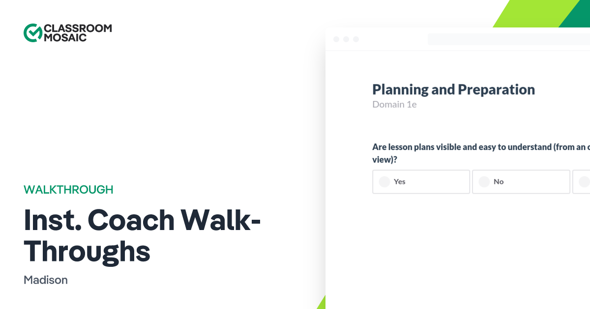 Inst. Coach Walk-Throughs | Teacher Observation Form