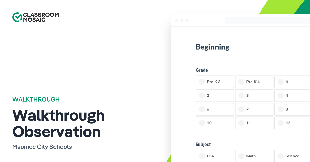 Walkthrough Observation | Teacher Observation Form