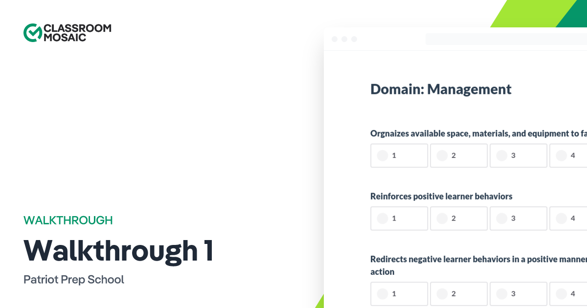 Walkthrough 1 | Teacher Observation Form