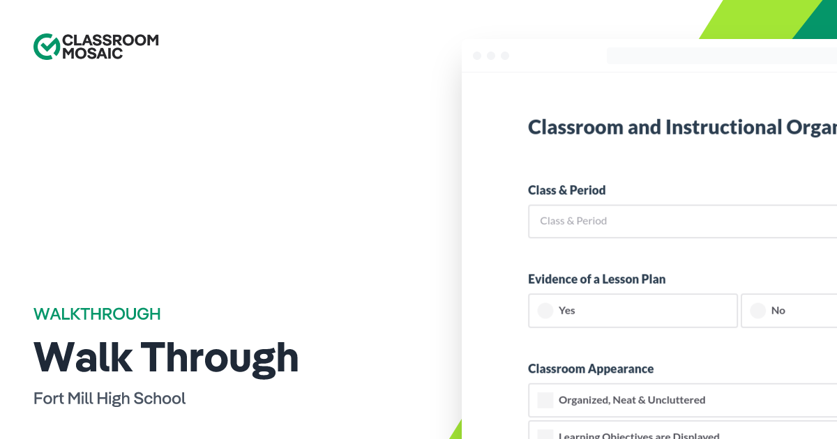 Walk Through | Teacher Observation Form