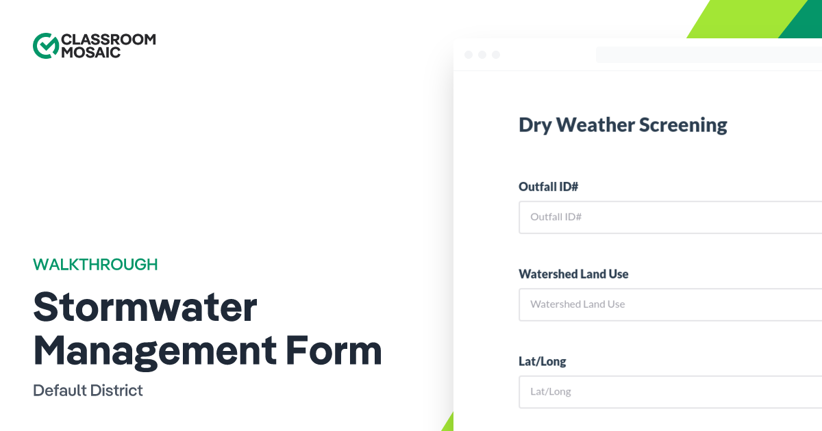 Stormwater Management Form | Teacher Observation Form