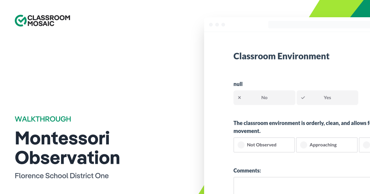 Montessori Observation | Teacher Observation Form