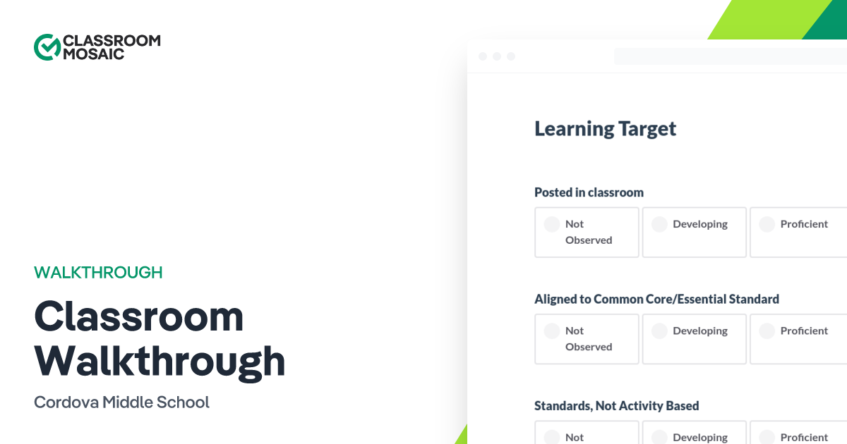 Classroom Walkthrough | Teacher Observation Form