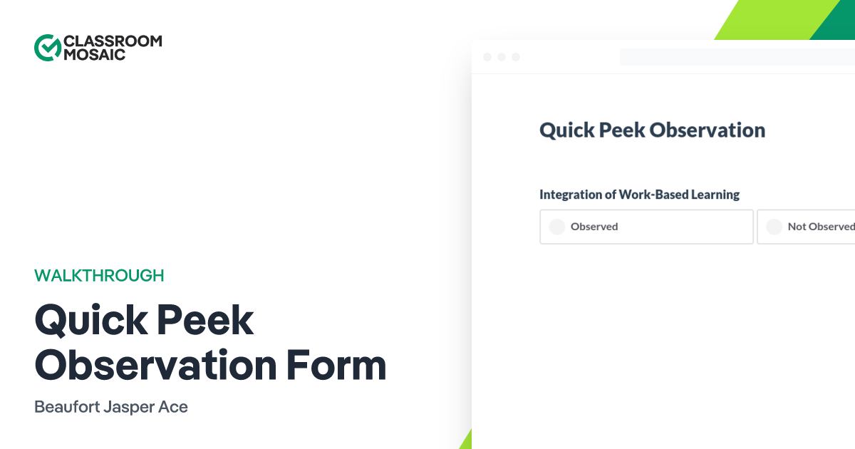 Quick Peek Observation Form | Teacher Observation Form