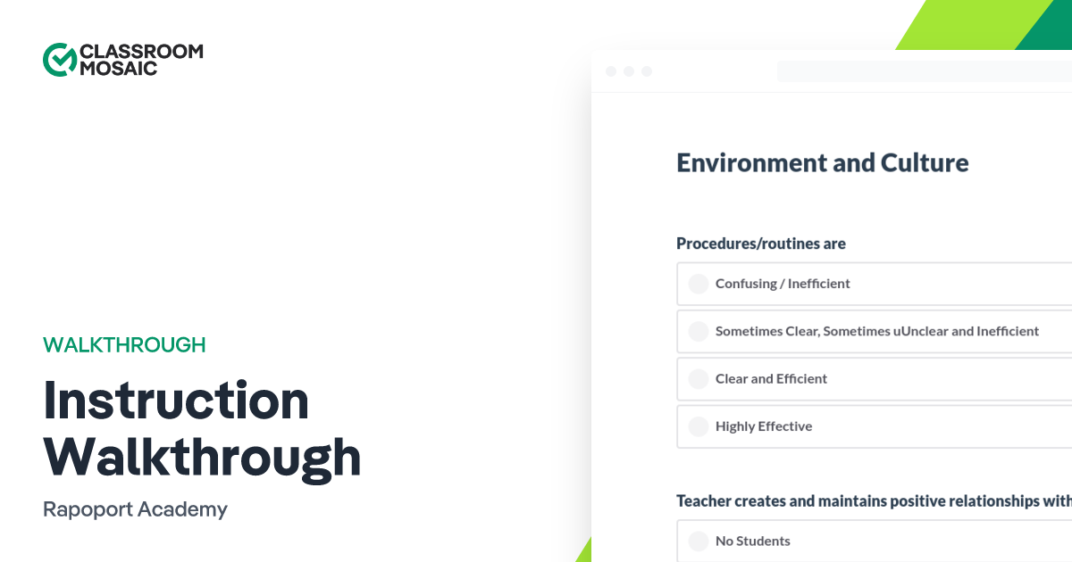 Instruction Walkthrough | Teacher Observation Form