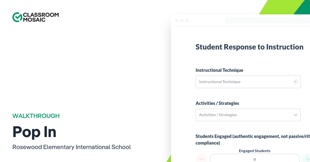 Pop In | Teacher Observation Form