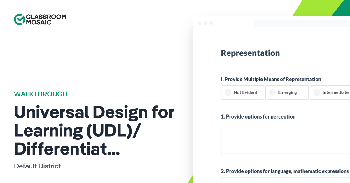 Universal Design for Learning (UDL)/Differentiated Instruction (DI) Observation Scripting Form ...