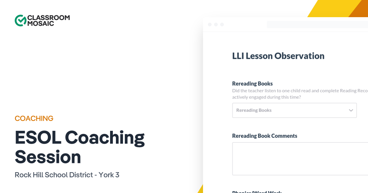 ESOL Coaching Session | Teacher Observation Form