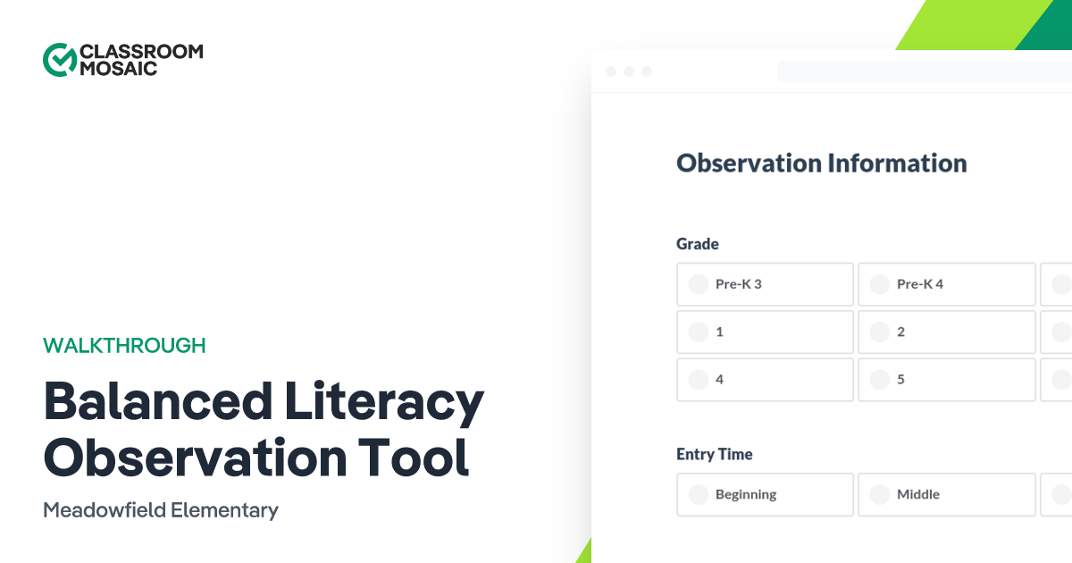Balanced Literacy Observation Tool | Teacher Observation Form