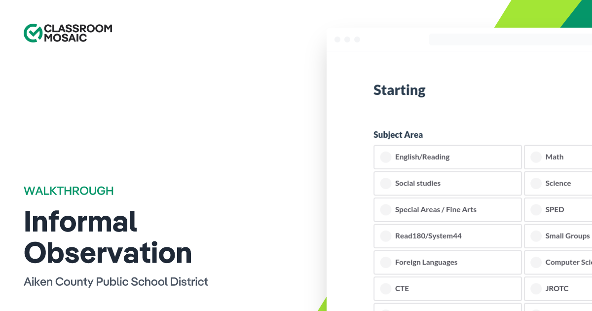 Informal Observation | Teacher Observation Form