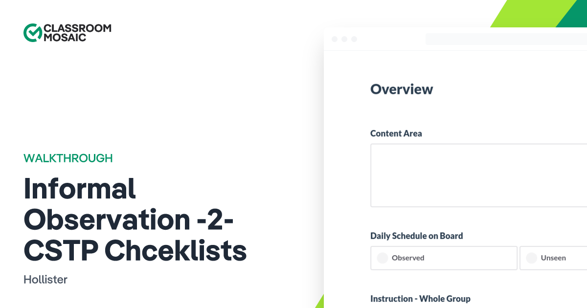 Informal Observation -2- CSTP Chceklists | Teacher Observation Form
