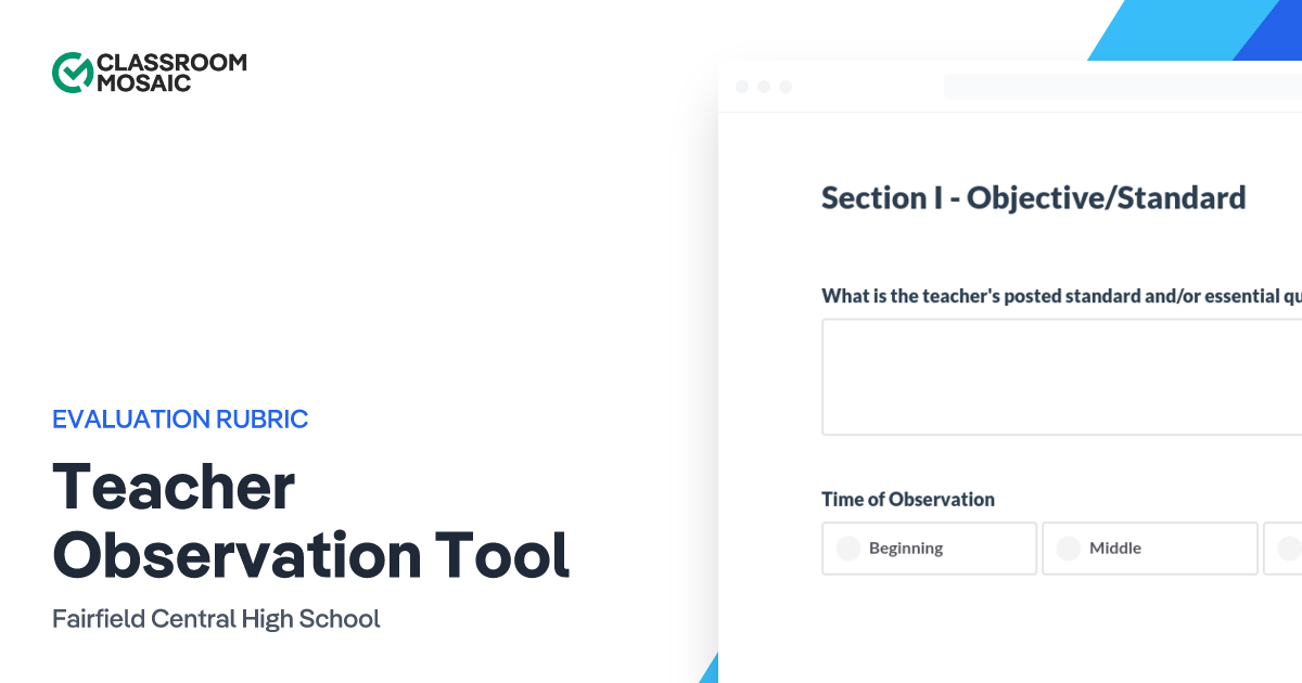 Teacher Observation Tool | Teacher Observation Form