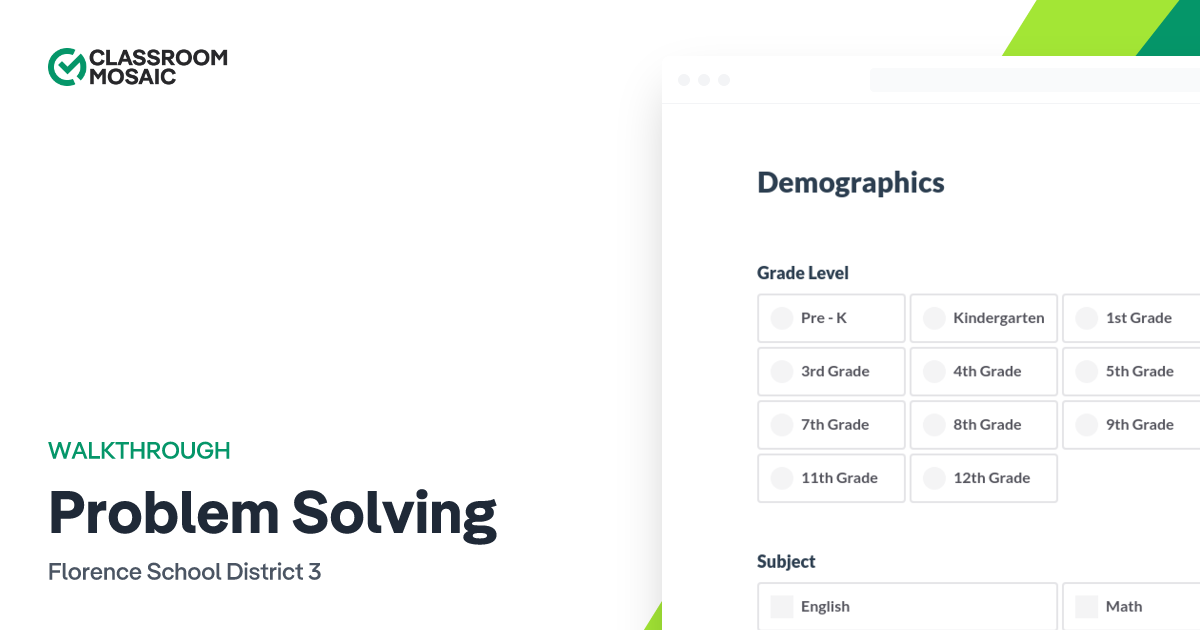 Problem Solving | Teacher Observation Form