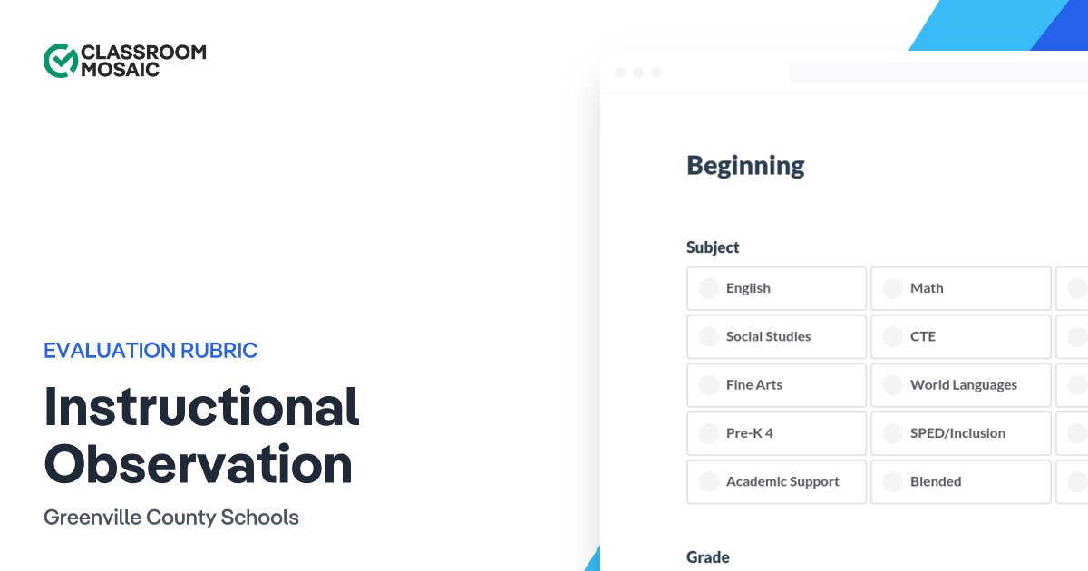 Instructional Observation | Teacher Observation Form