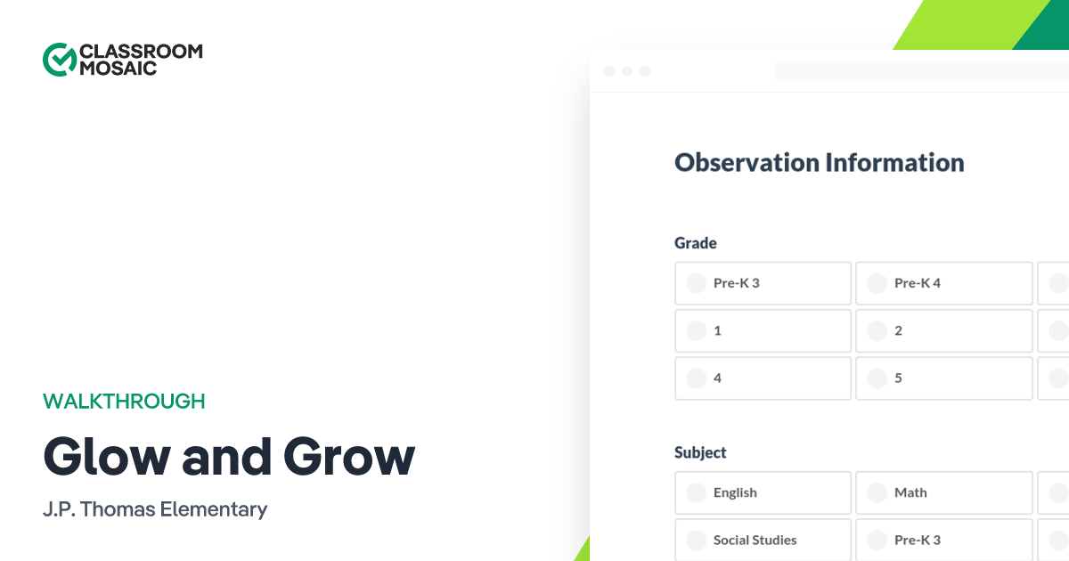Glow and Grow | Teacher Observation Form