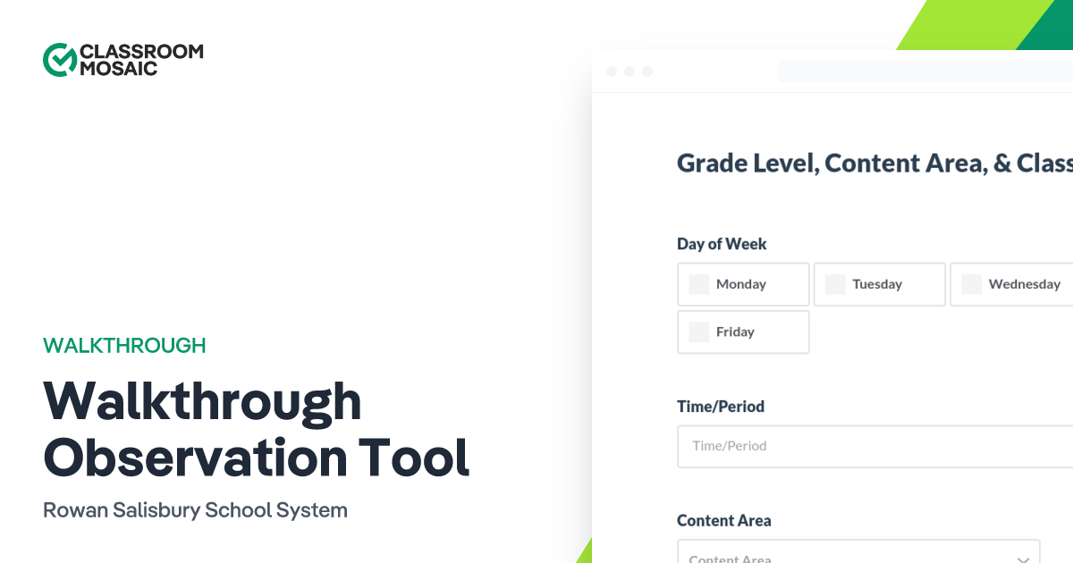 Walkthrough Observation Tool | Teacher Observation Form