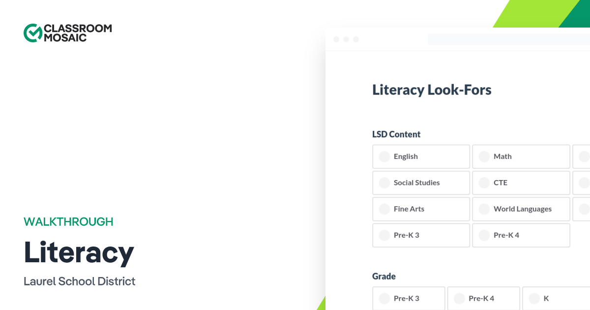 Literacy | Teacher Observation Form