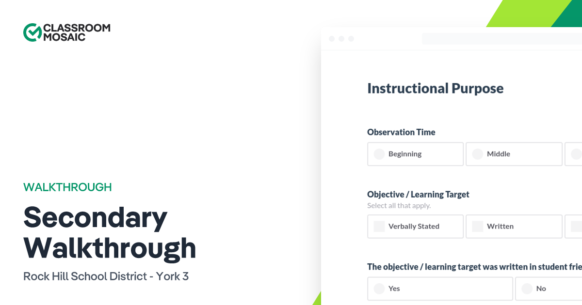 Secondary Walkthrough | Teacher Observation Form