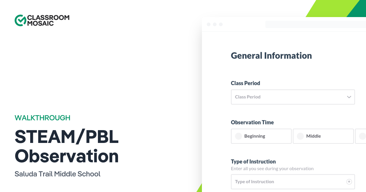 STEAM/PBL Observation | Teacher Observation Form