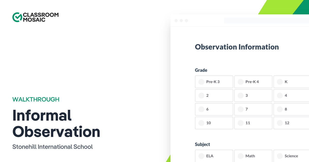 Informal Observation | Teacher Observation Form
