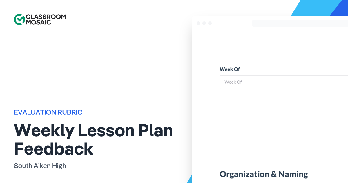 Weekly Lesson Plan Feedback | Teacher Observation Form