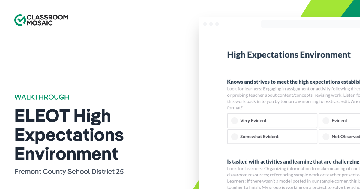 ELEOT High Expectations Environment | Teacher Observation Form