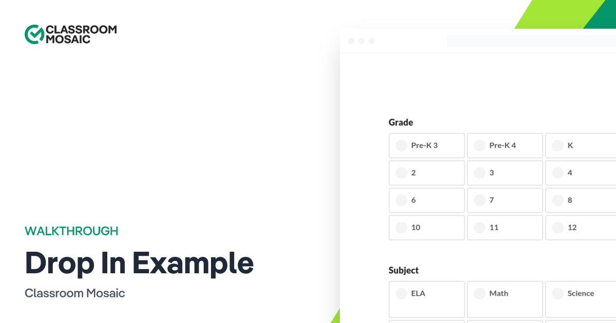 Drop In Example | Teacher Observation Form