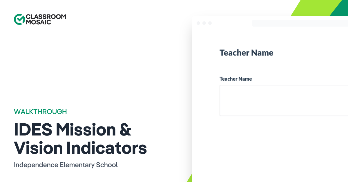 IDES Mission & Vision Indicators | Teacher Observation Form