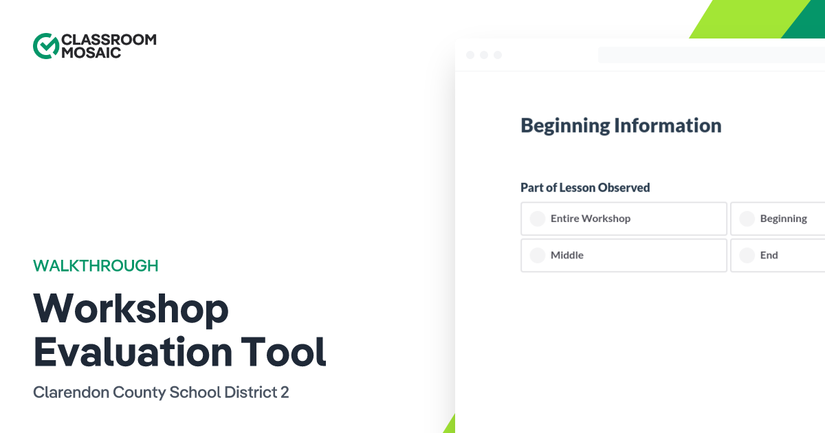 Workshop Evaluation Tool | Teacher Observation Form