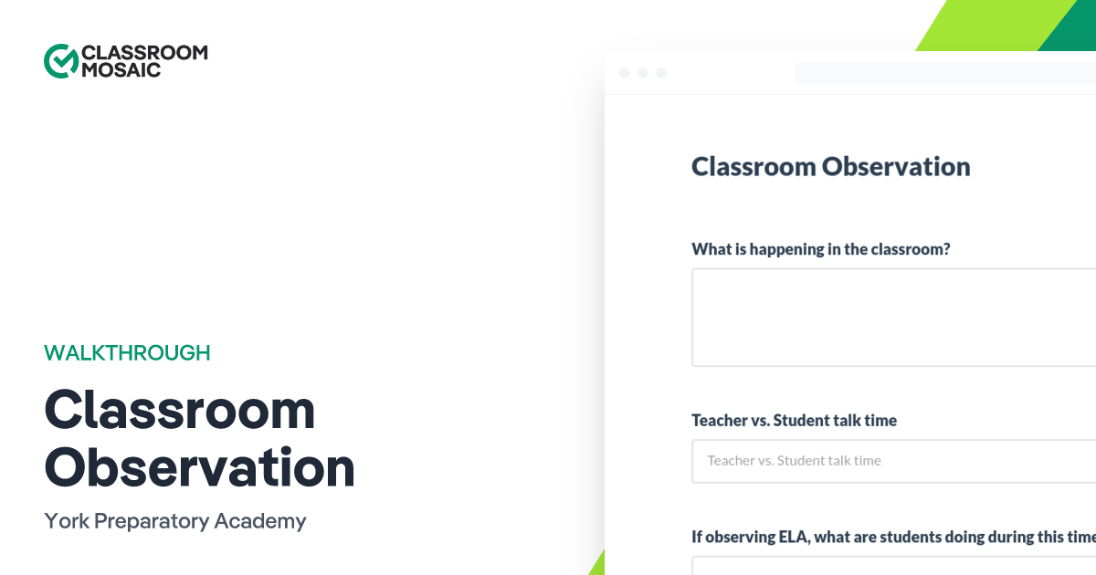 Classroom Observation | Teacher Observation Form