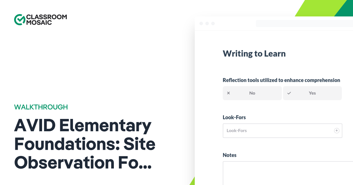 AVID Elementary Foundations: Site Observation Form | Teacher ...