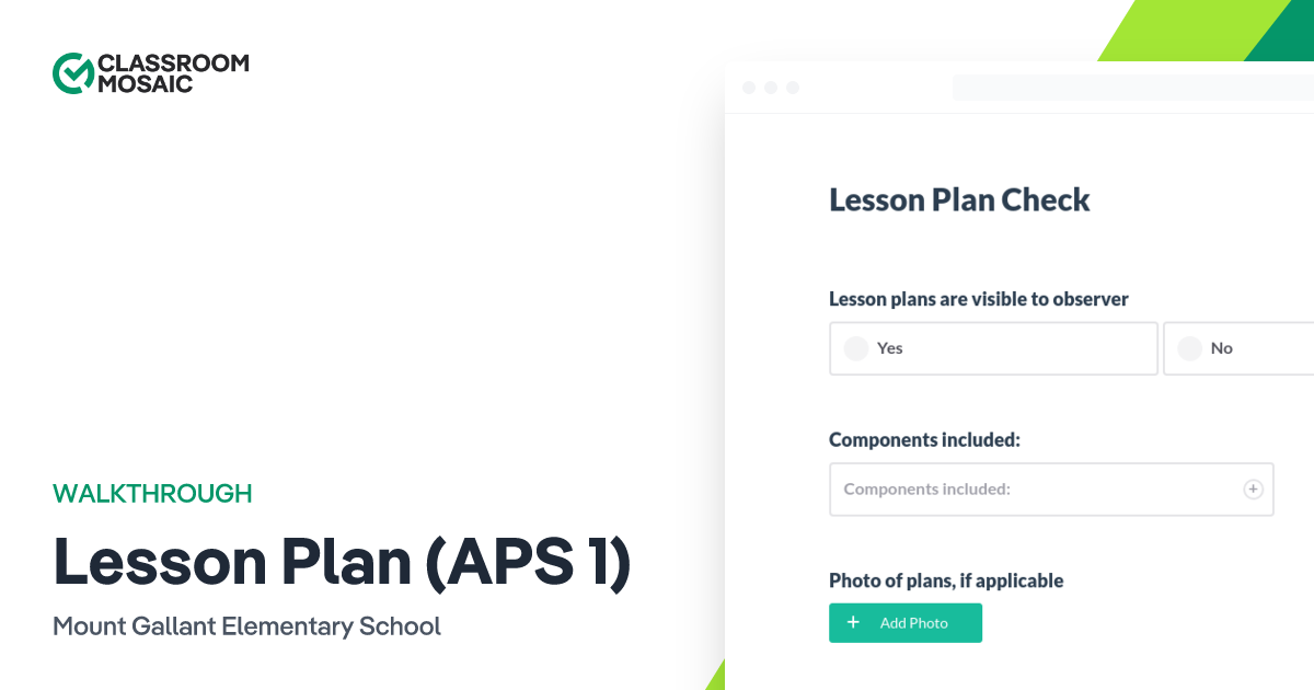 Lesson Plan (APS 1) | Teacher Observation Form