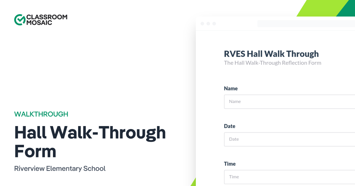 Hall Walk-Through Form | Teacher Observation Form