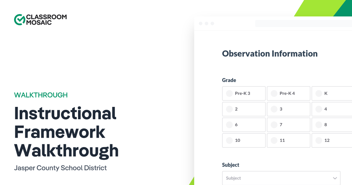 Instructional Framework Walkthrough | Teacher Observation Form