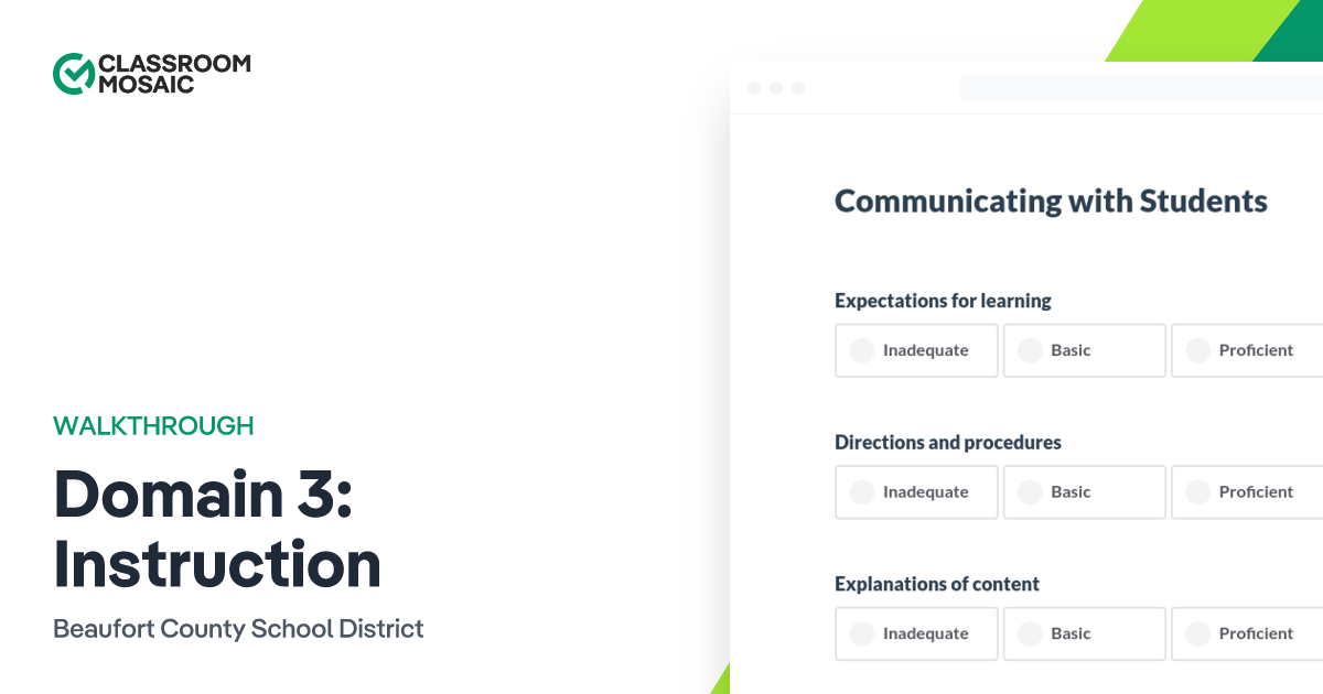 Domain 3: Instruction | Teacher Observation Form