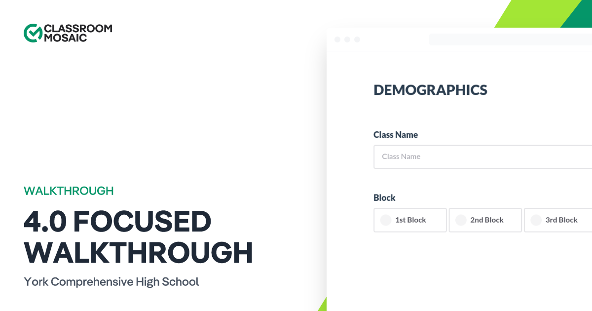 4.0 FOCUSED WALKTHROUGH | Teacher Observation Form