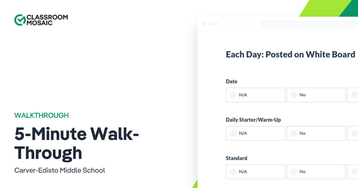 5-Minute Walk-Through | Teacher Observation Form