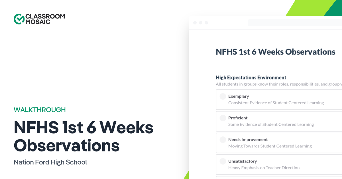 NFHS 1st 6 Weeks Observations | Teacher Observation Form