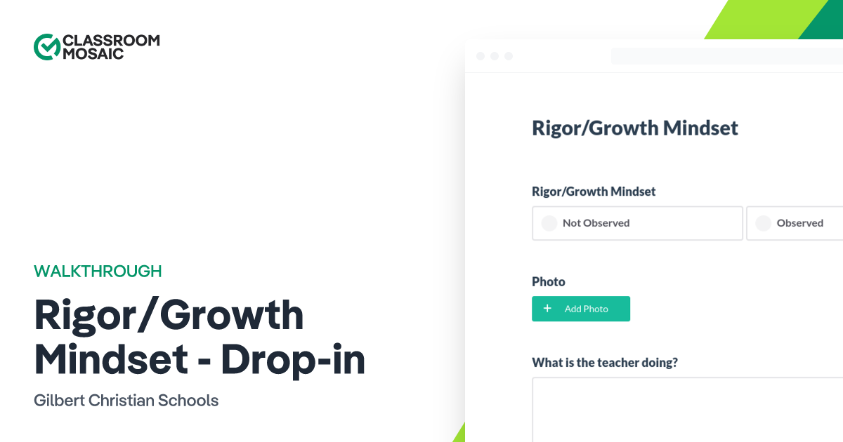 Rigor/Growth Mindset - Drop-in | Teacher Observation Form