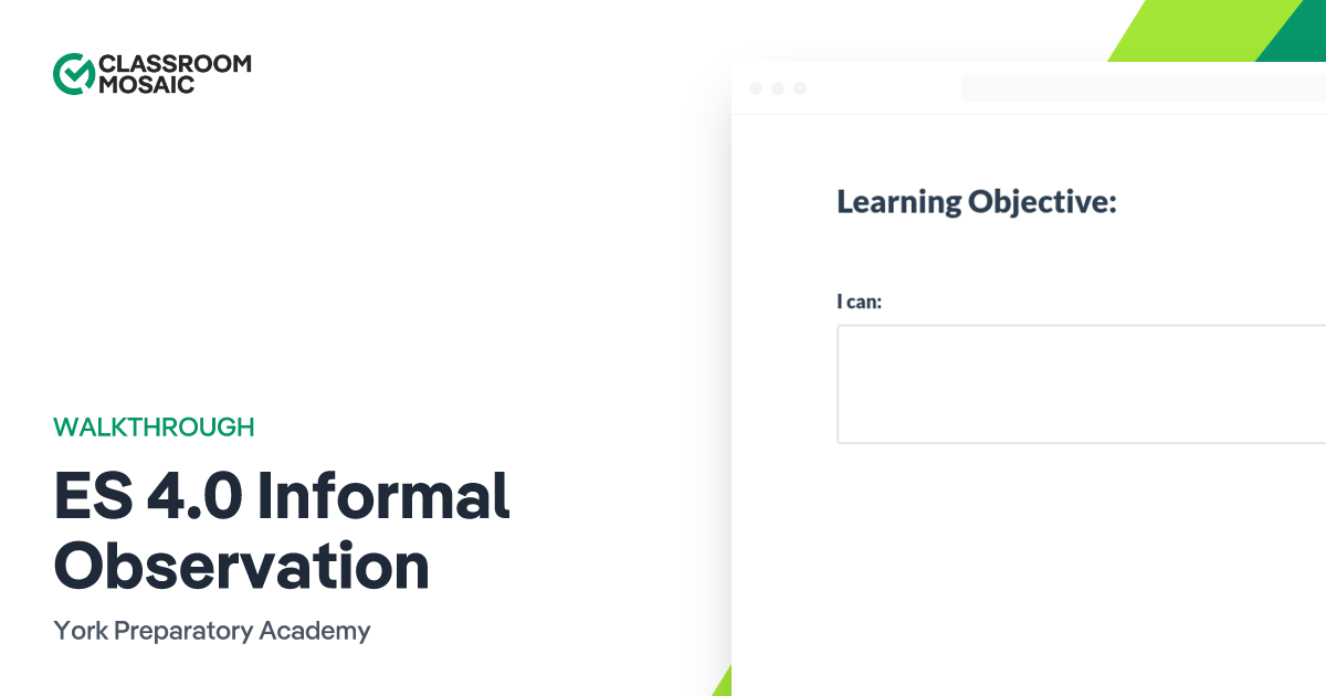 ES 4.0 Informal Observation | Teacher Observation Form