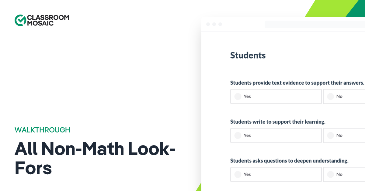 All Non-Math Look-Fors | Teacher Observation Form