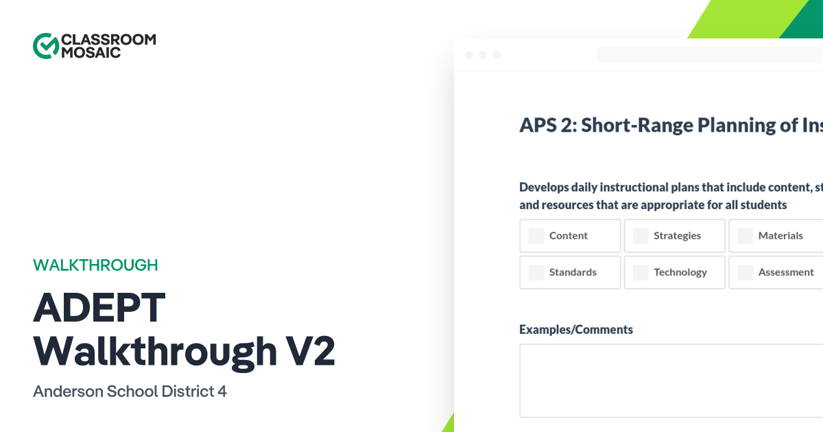 ADEPT Walkthrough V2 | Teacher Observation Form