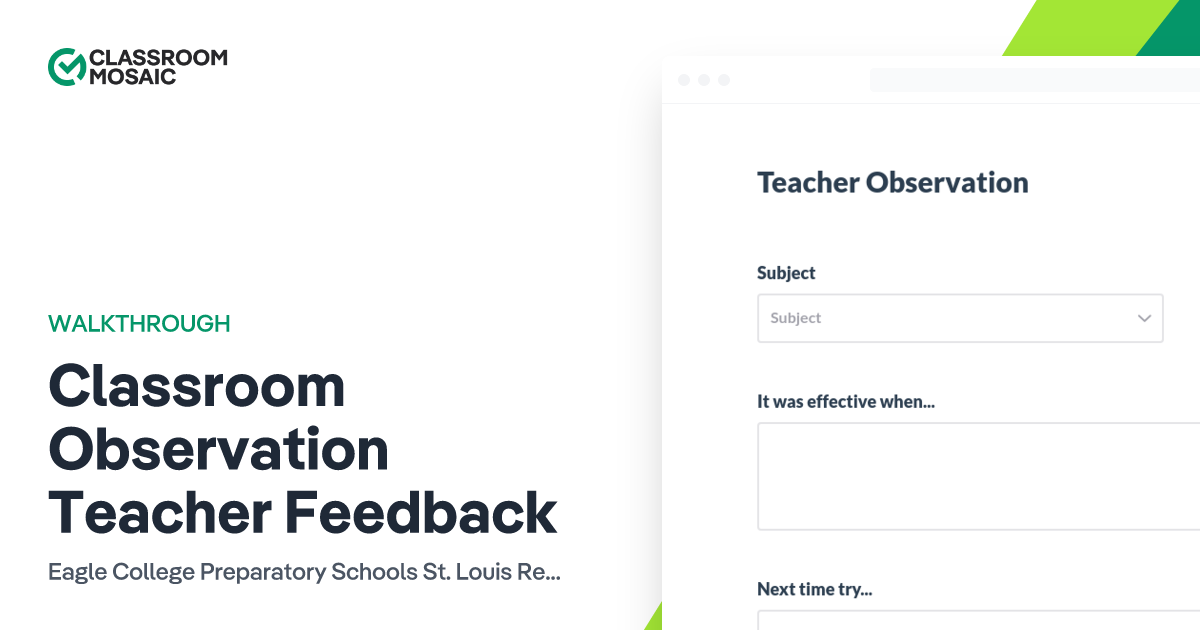 Classroom Observation Teacher Feedback | Teacher Observation Form