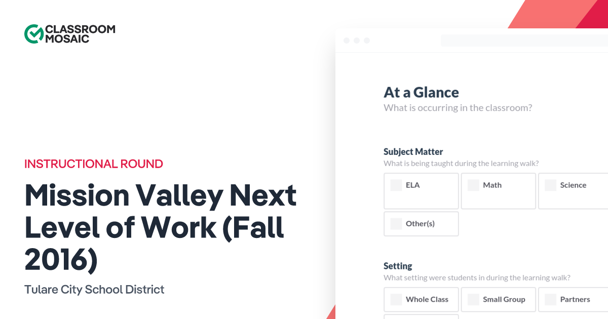 Mission Valley Next Level of Work (Fall 2016) | Teacher Observation Form
