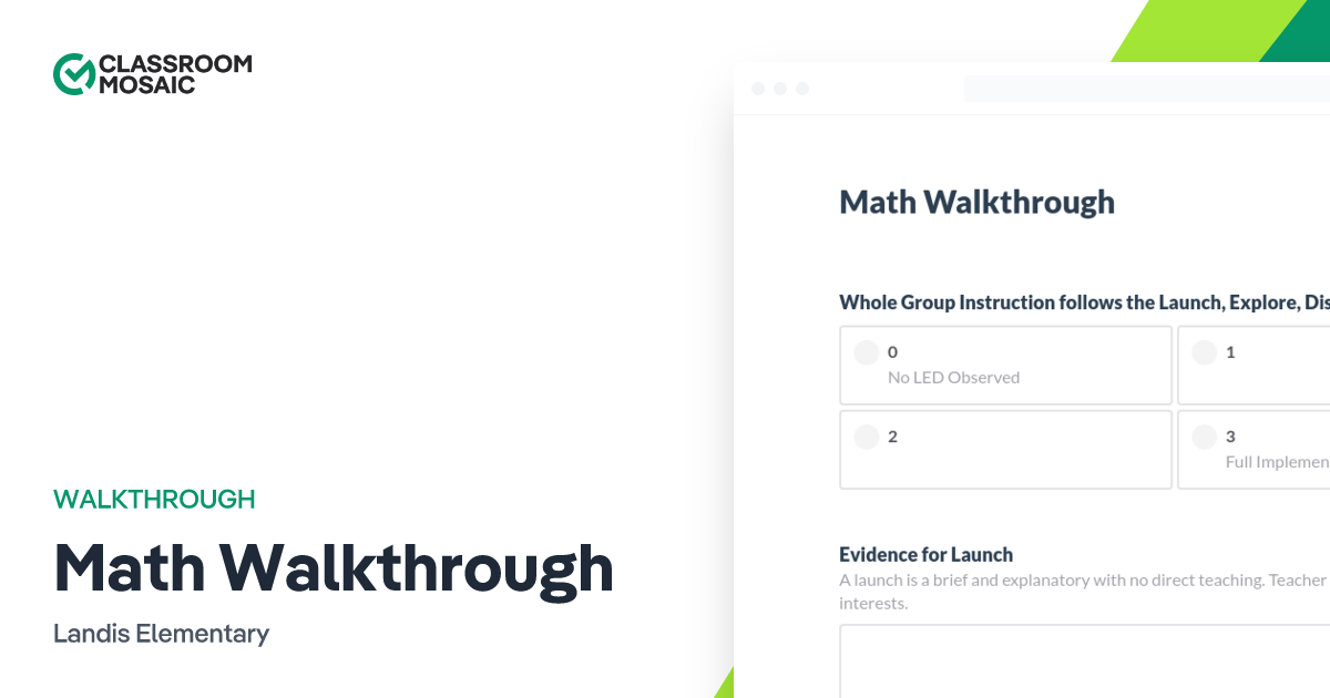 Math Walkthrough | Teacher Observation Form